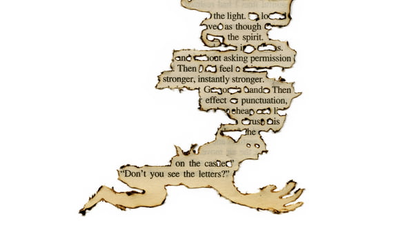Erasure Poetry (Burn away pre-existing texts from discarded library ...