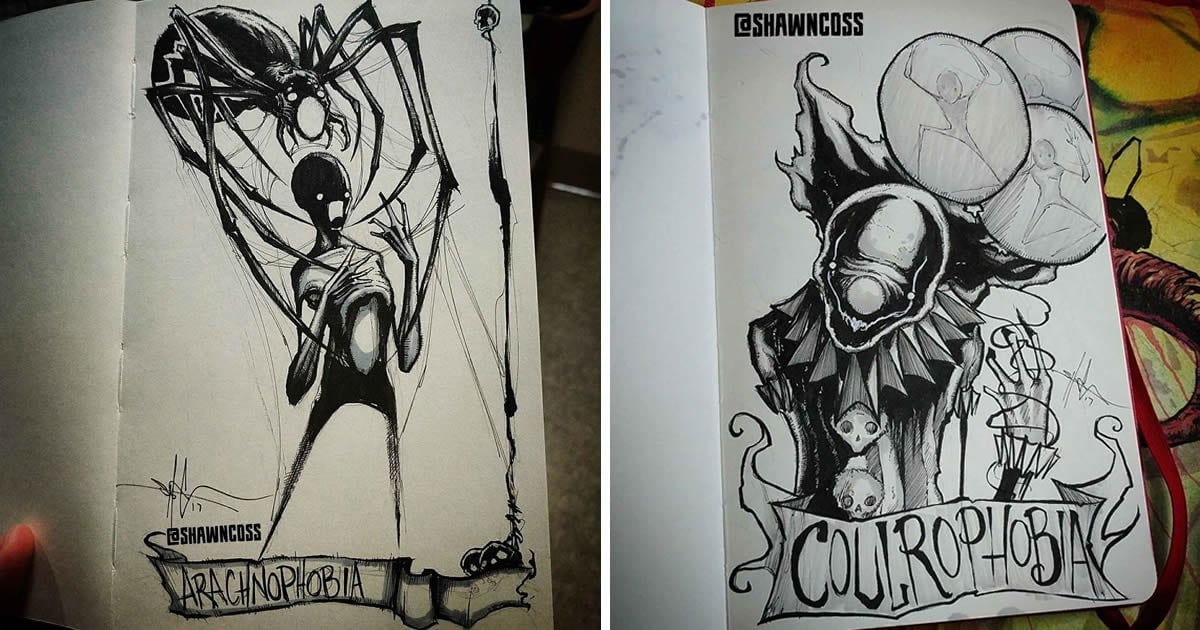 Artist Illustrated 31 Phobias For Feartober - 9GAG