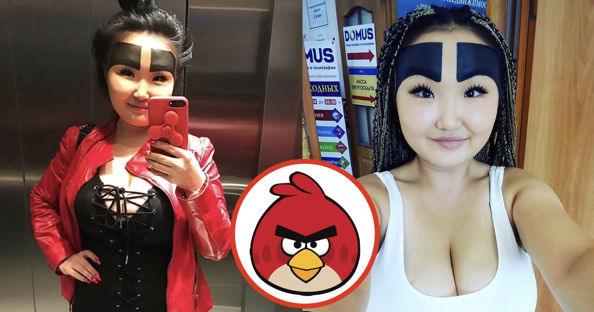 This Woman Has Angry Bird Eyebrows That Cover Almost All Of Her Forehead - 9GAG