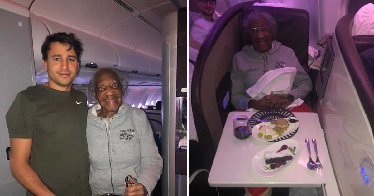 Young Man Gives His First-Class Seat To 88-Year-Old Woman During Long Haul Flight - 9GAG