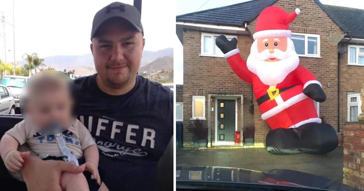 Dad Accidentally Orders Gigantic Inflatable Santa As Big As His House ...