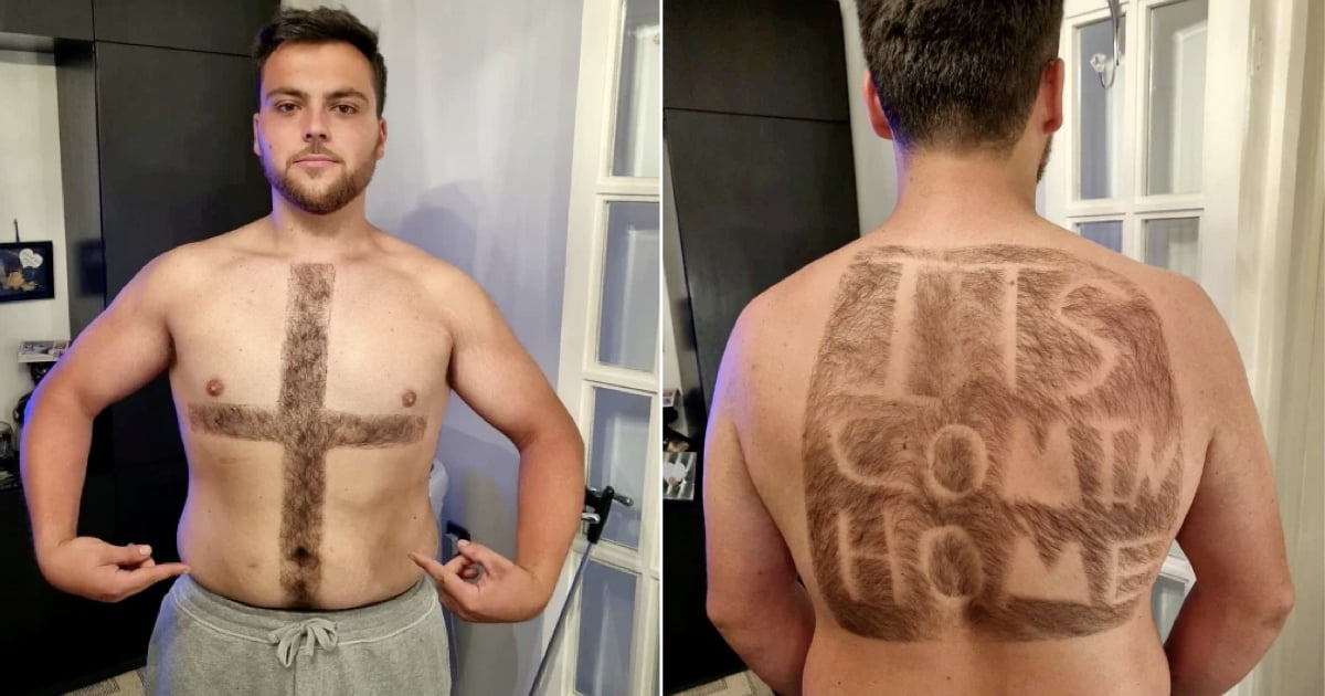 Football Fan Shaves England Flag And "It's Coming Home" Into Body Hair ...