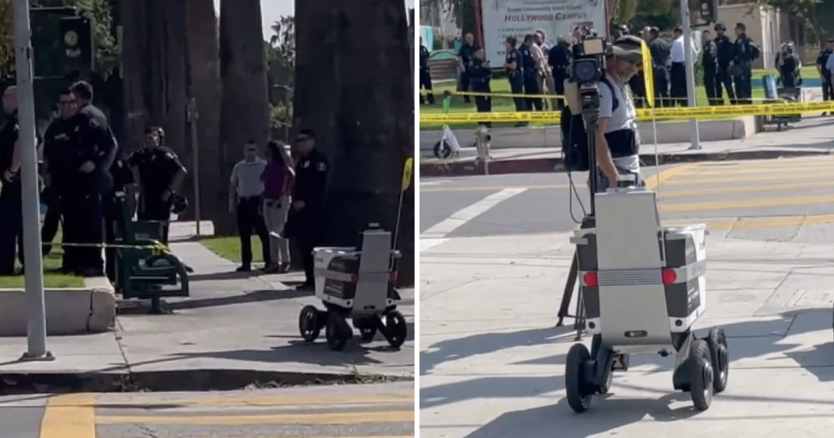 Food Delivery Robot Rolls Through Crime Scene And Leaves Police ...