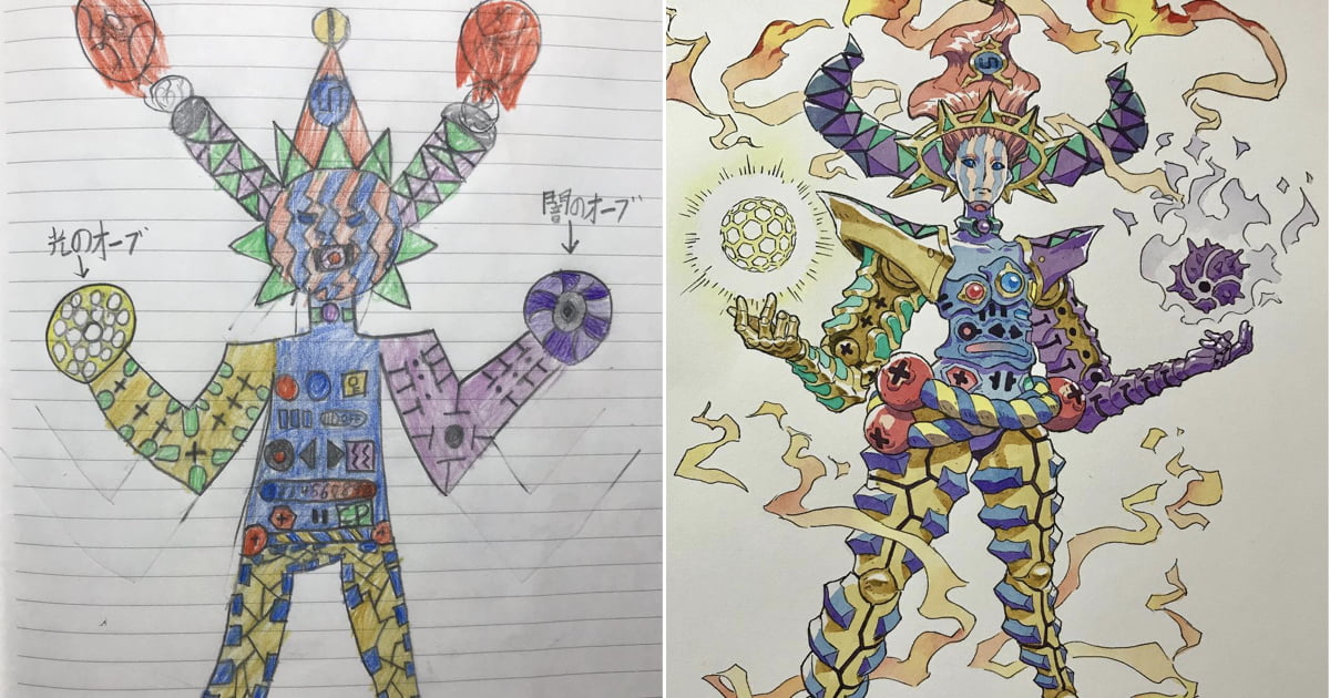 Dad Turns Son's Creative Doodles Into Amazing Anime Characters - 9GAG