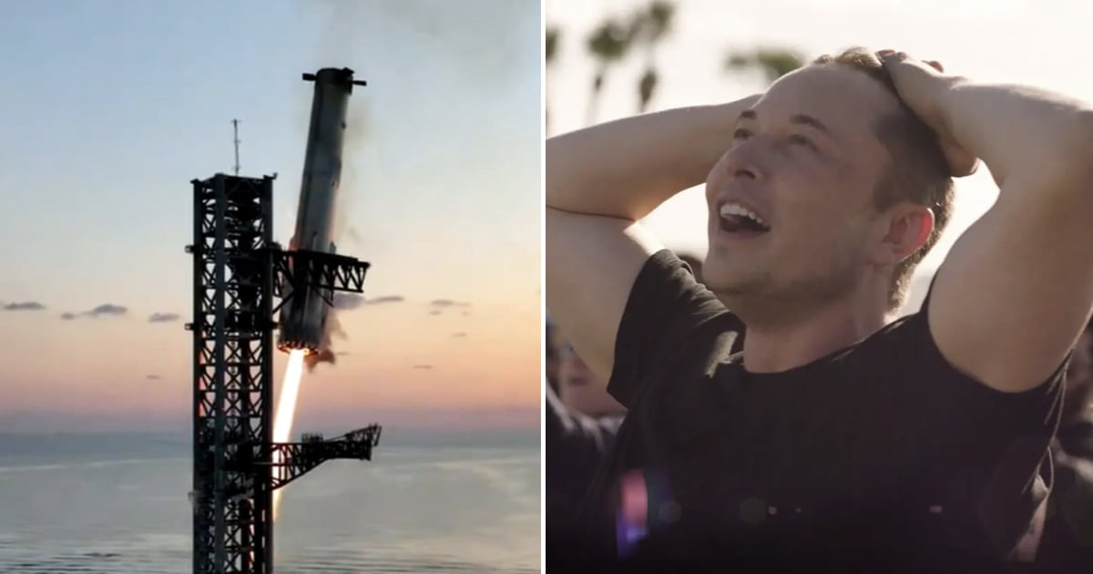 SpaceX Rocket Booster Successfully Caught By Giant Robotic Arms On First Attempt - 9GAG