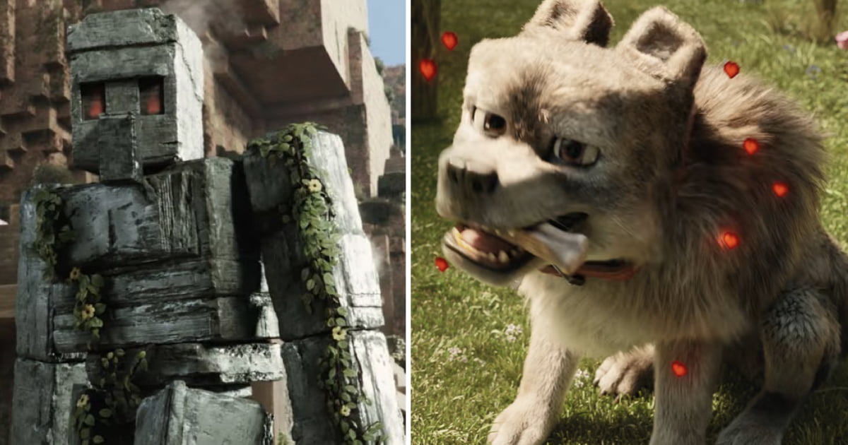 'A Minecraft Movie' New Trailer Reveals First Look At Iron Golem & Wolf ...