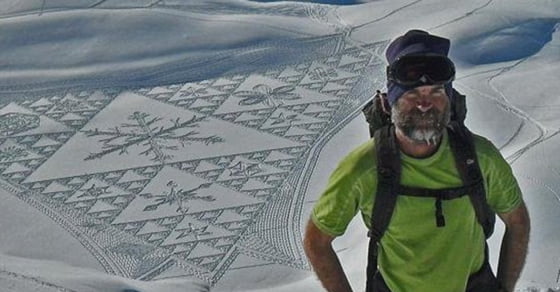 Artist Simon Beck walks countless miles to create massive snow patterns ...