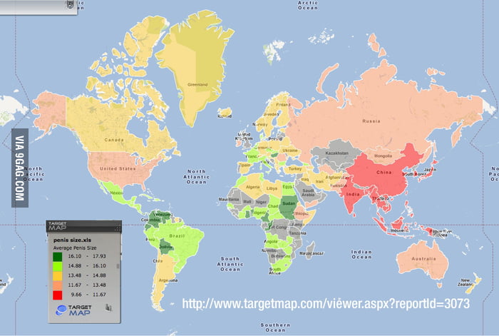 Average Penis Size World Map - 9GAG