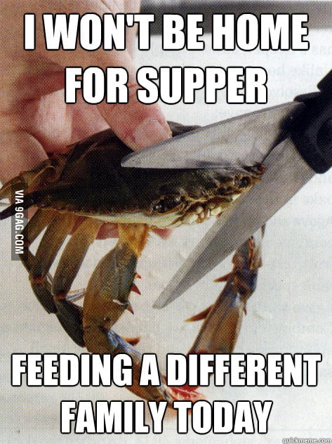 Sad crab. First place on funniest unused memes. - 9GAG