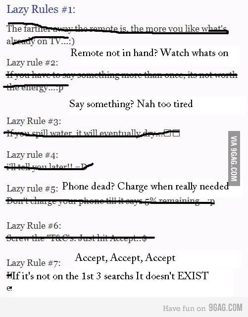 New Lazy Rule - 9GAG