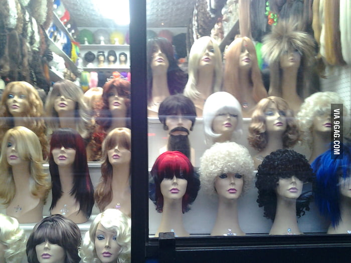 Just a wig shop in NYC. So much for male chauvinism! - 9GAG