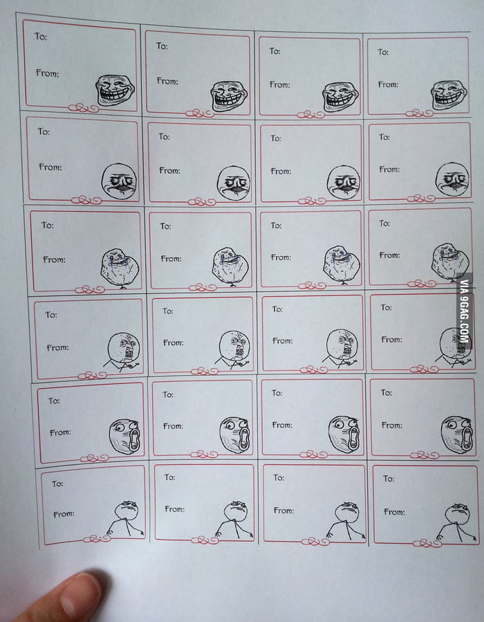 Meme face gift tags - 9GAG