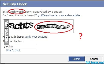 Facebook captcha fail - 9GAG