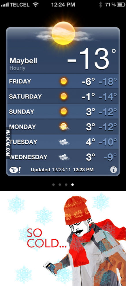 Weather this morning... - 9GAG