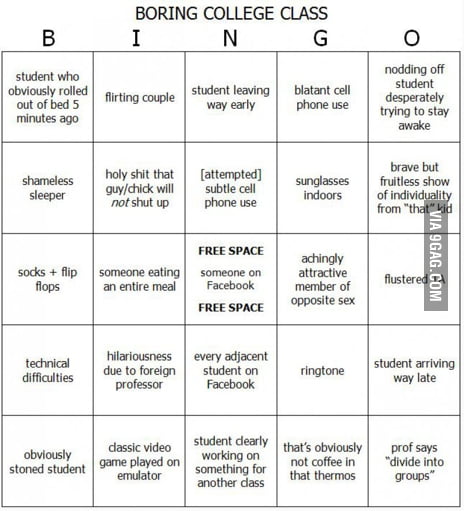 Boring class bingo - 9GAG