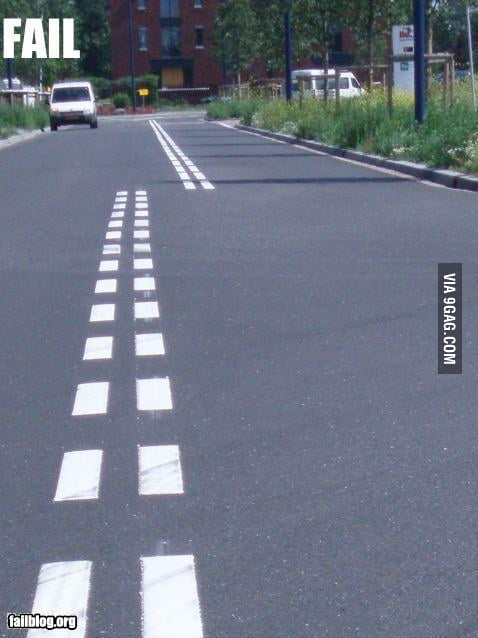 Road Lines FAIL - 9GAG