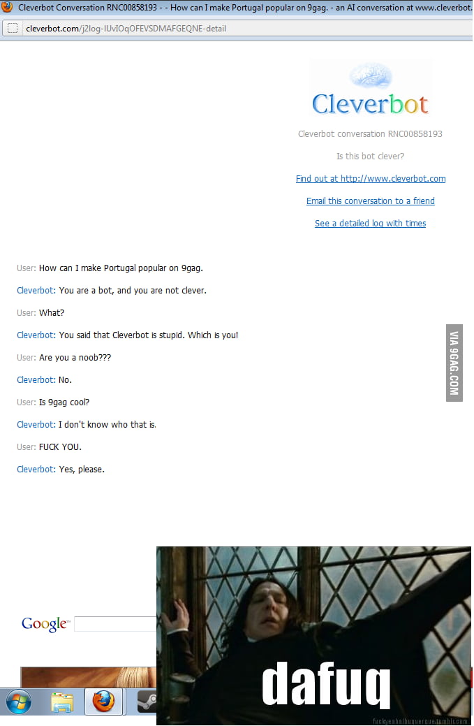 When Cleverbot ownes you... - 9GAG