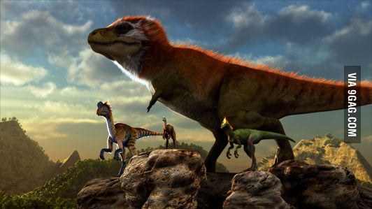 T-rex... WITH FEATHERS! - 9GAG