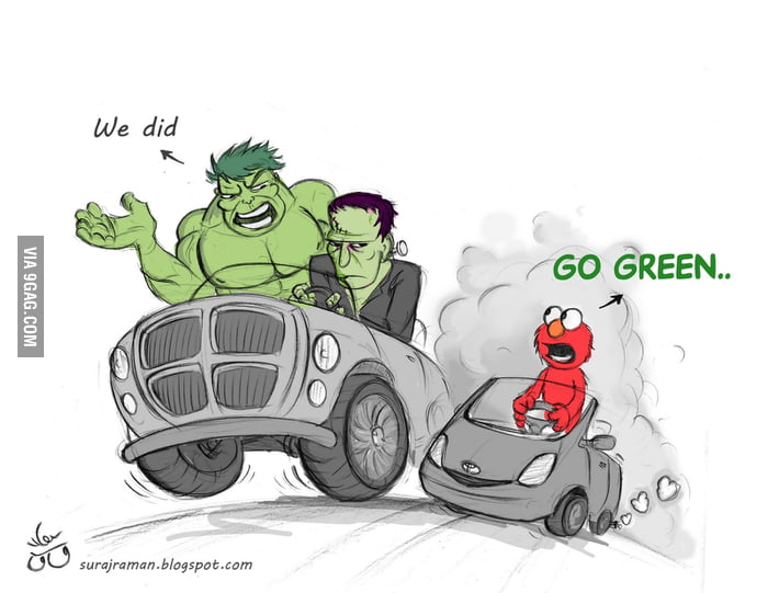 Go Green( HULK,Frankenstein,ELMO) - 9GAG