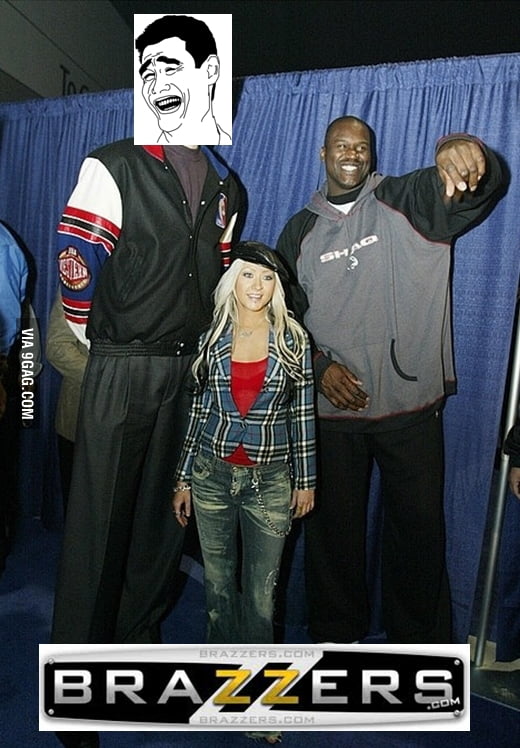 Yao Ming, Christina Aguilera and Shaquille O’Neal [BRAZZERS] - 9GAG