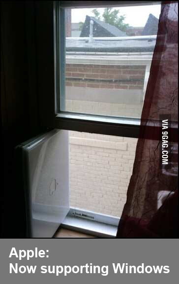 Apple: Now supporting windows - 9GAG