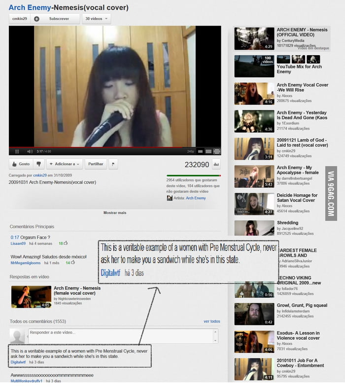 Epic coment to sweet screamo girl - 9GAG