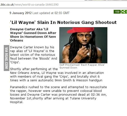 Lil Wayne RIP (1982 - 2012) - 9GAG