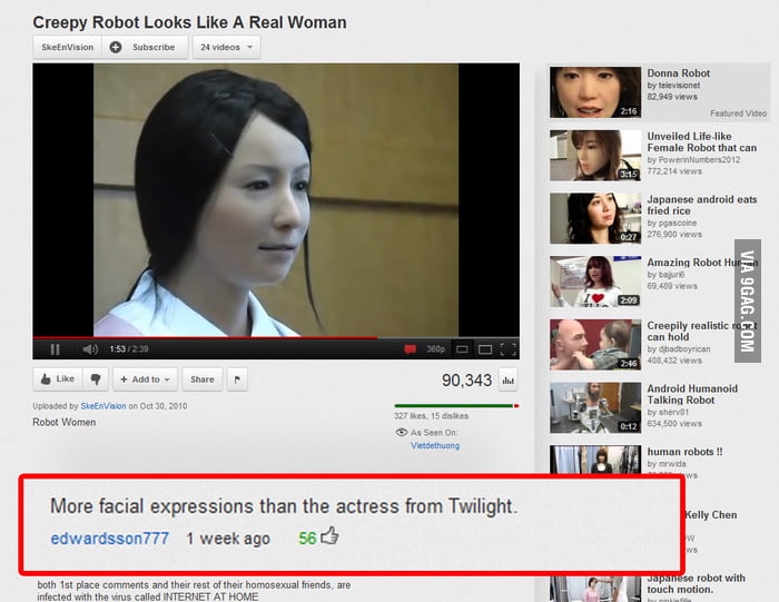 Kristen Stewart Vs. Robot - 9GAG