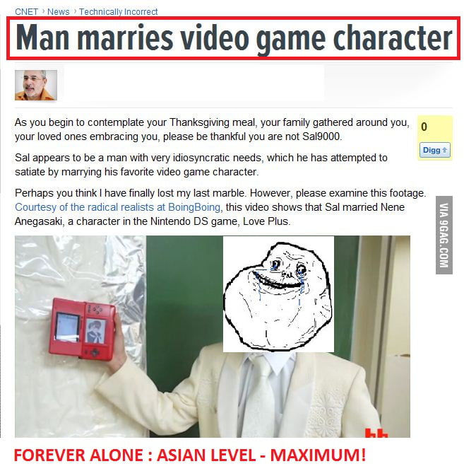 FOREVER ALONE ASIAN LEVEL : MAXIMUM! - 9GAG