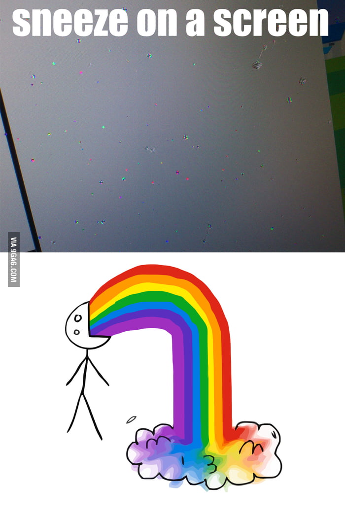 Sneeze rainbow puke - 9GAG