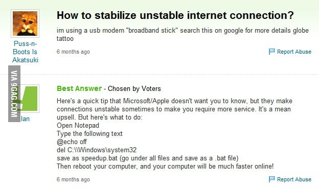How to stabilize internet connection - 9GAG