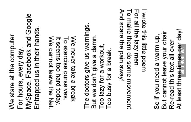 Poem for lazy people - 9GAG