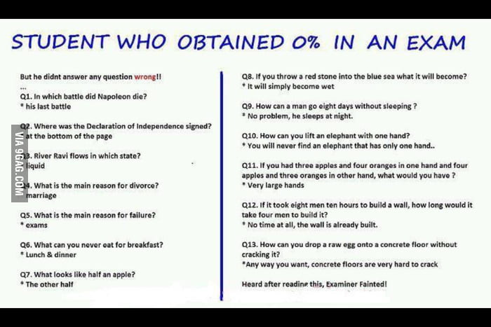 Flunking tests like a boss! - 9GAG