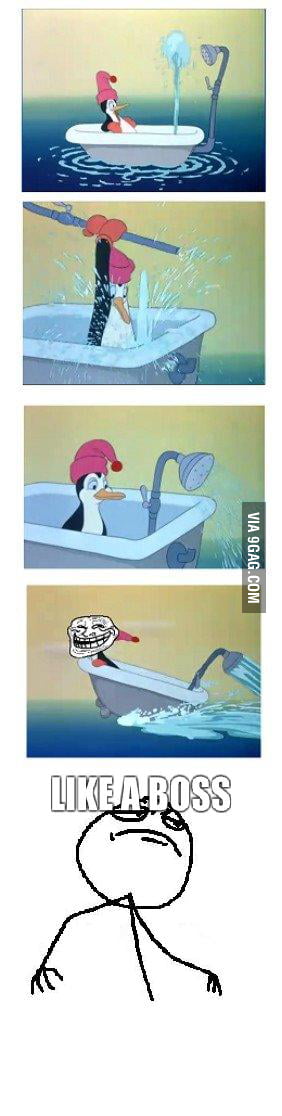 Troll Penguin traveling like a boss - 9GAG