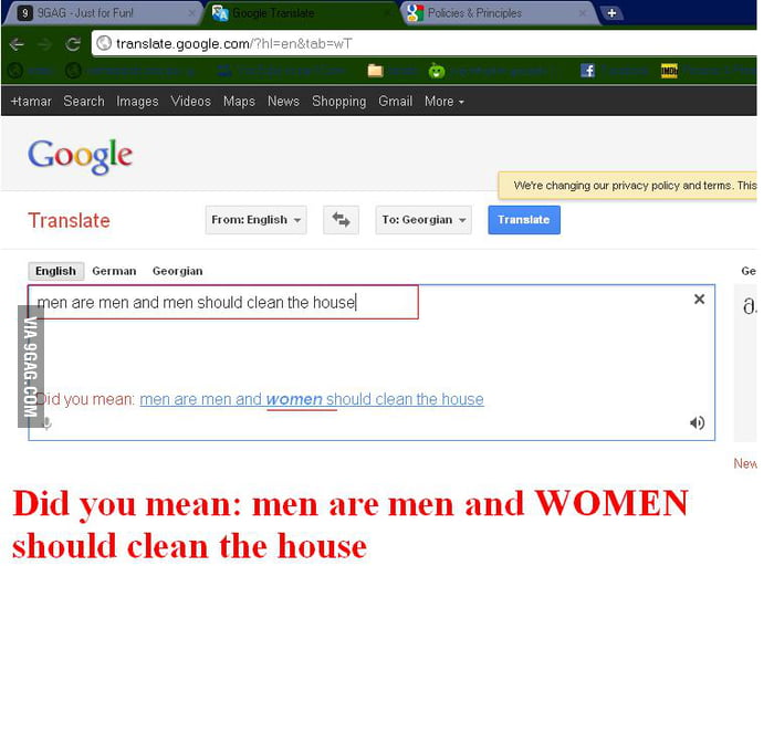 Men are men and men should clean the house... WTF GOOGLE??? - 9GAG
