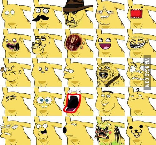 Pikachu rage faces - 9GAG