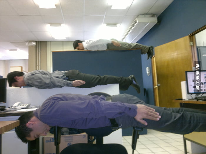 Multi-planking at the office - 9GAG