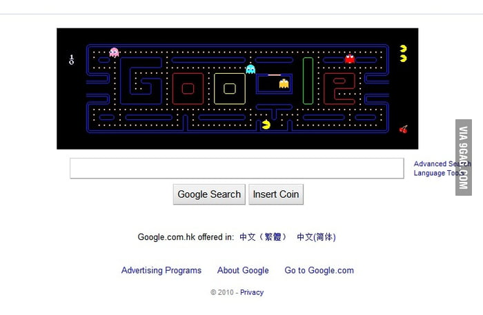 Pacman Google Logo - 9GAG