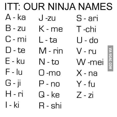 Our Ninja Names - 9GAG