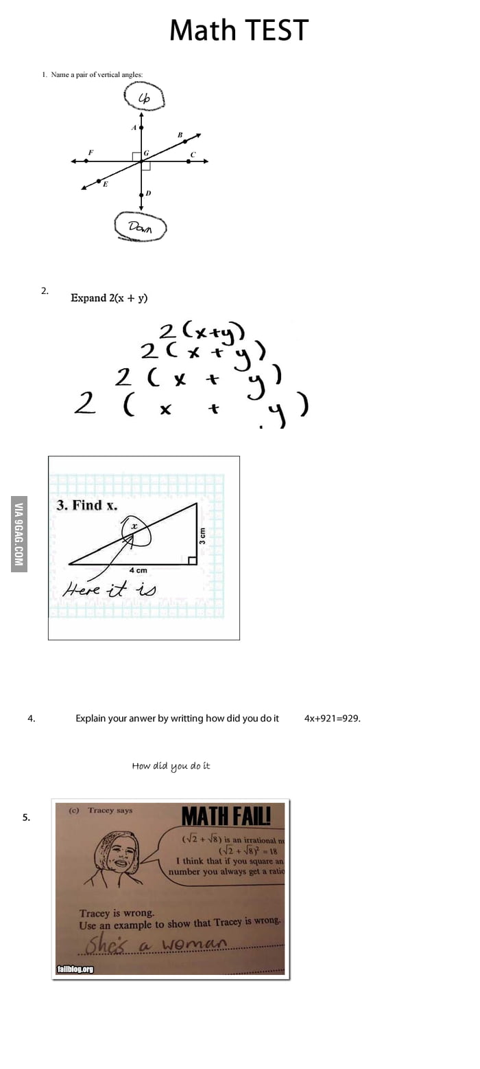 Just some funny math answers... - 9GAG