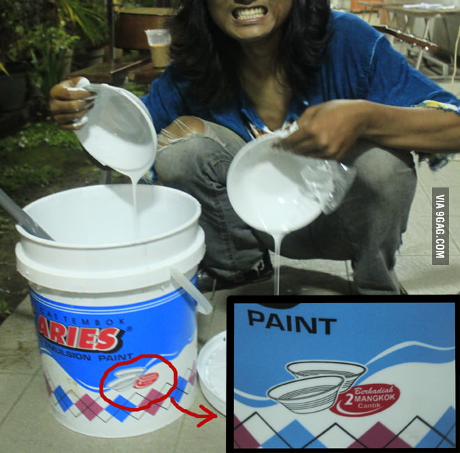 Absurd gift (2 bowls in bucket of paint) - 9GAG