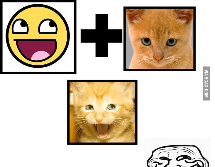 Awesome Smiley + Kitteh = - 9GAG