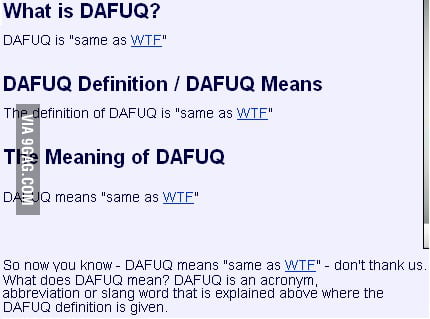 Dafuq definition - 9GAG
