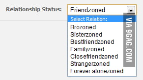Facebook relationship status level: ZONED - 9GAG