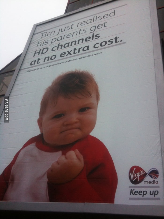 Damn you Virgin, his name's Sammy the success kid ! - 9GAG