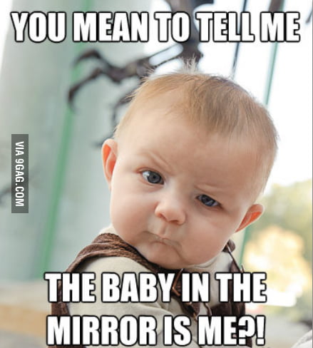 Skeptical baby is...skeptical. - 9GAG