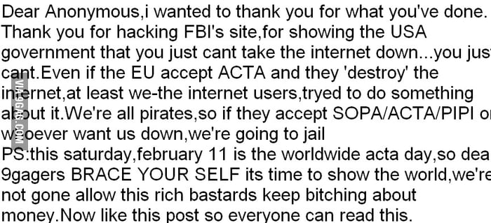 SAY NO TO ACTA - 9GAG