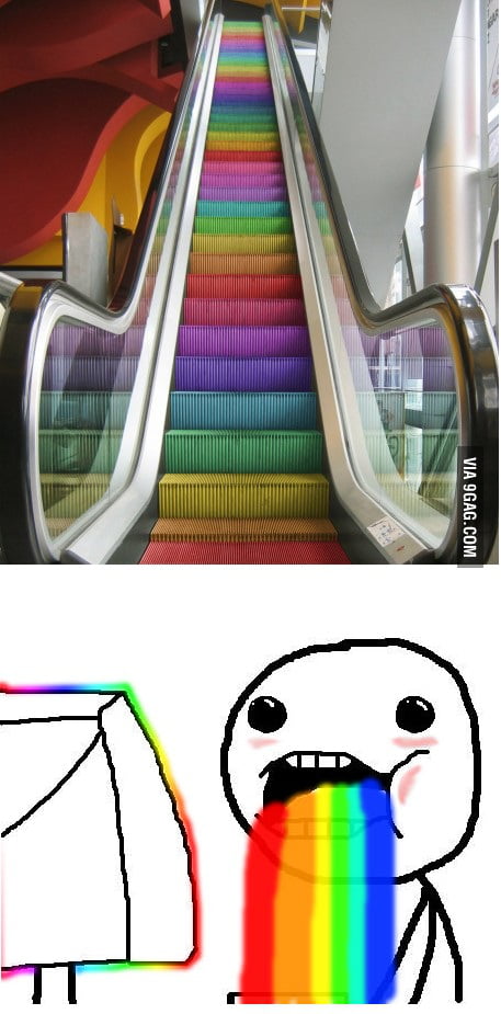 Rainbow escalator - 9GAG