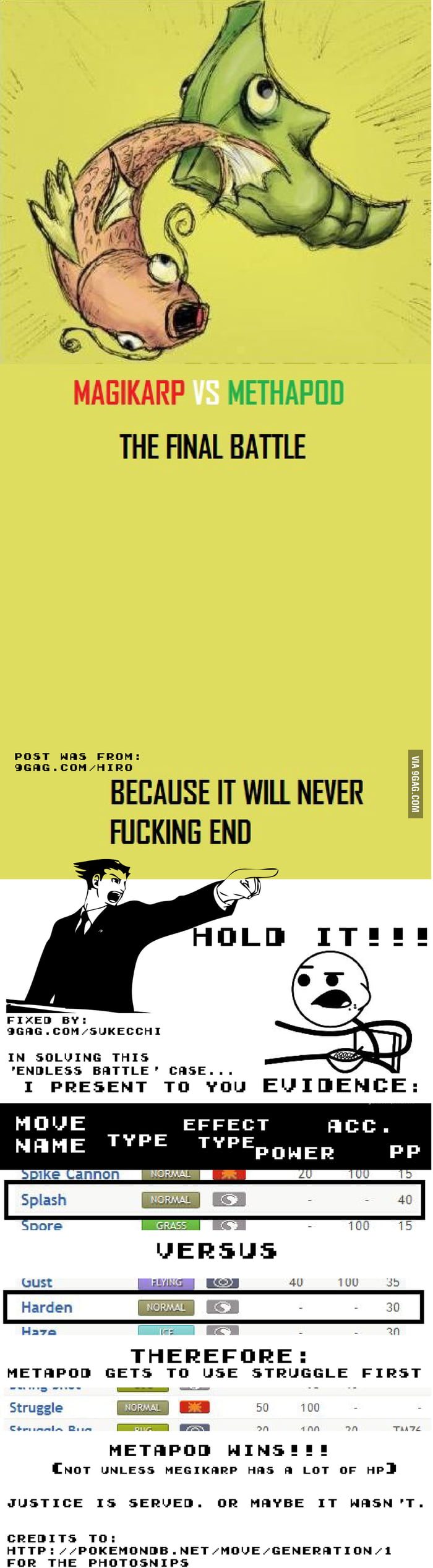 The conclusion to a Metapod versus Magikarp battle! - 9GAG
