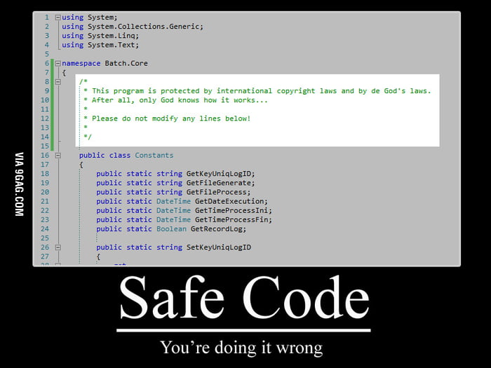 Safe Code - 9GAG